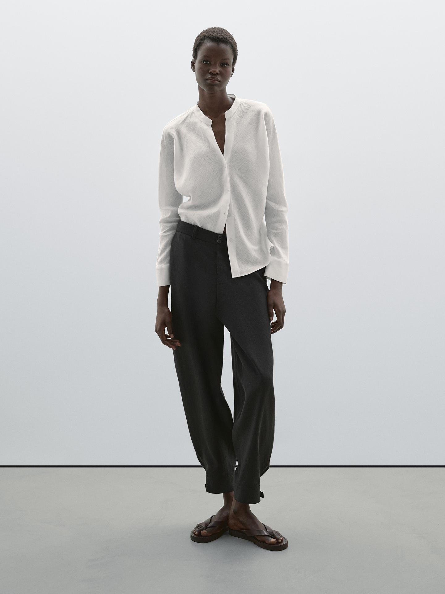 MASSIMO DUTTI CHEMISIER COL MAO 100 % LIN – JaafaShop